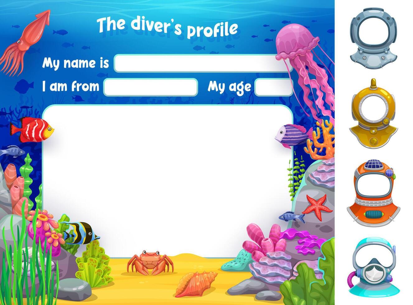 Kids diver profile form for diving school memeber 55467029 Vector Art ... Kids diver profile form for diving school memeber 55467029 Vector Art ...