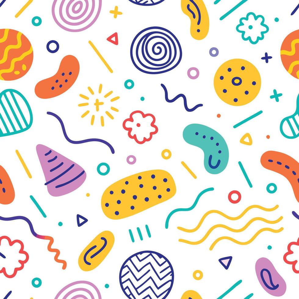 seamless pattern with colorful shapes lines, 55475649 Vector Art at ...