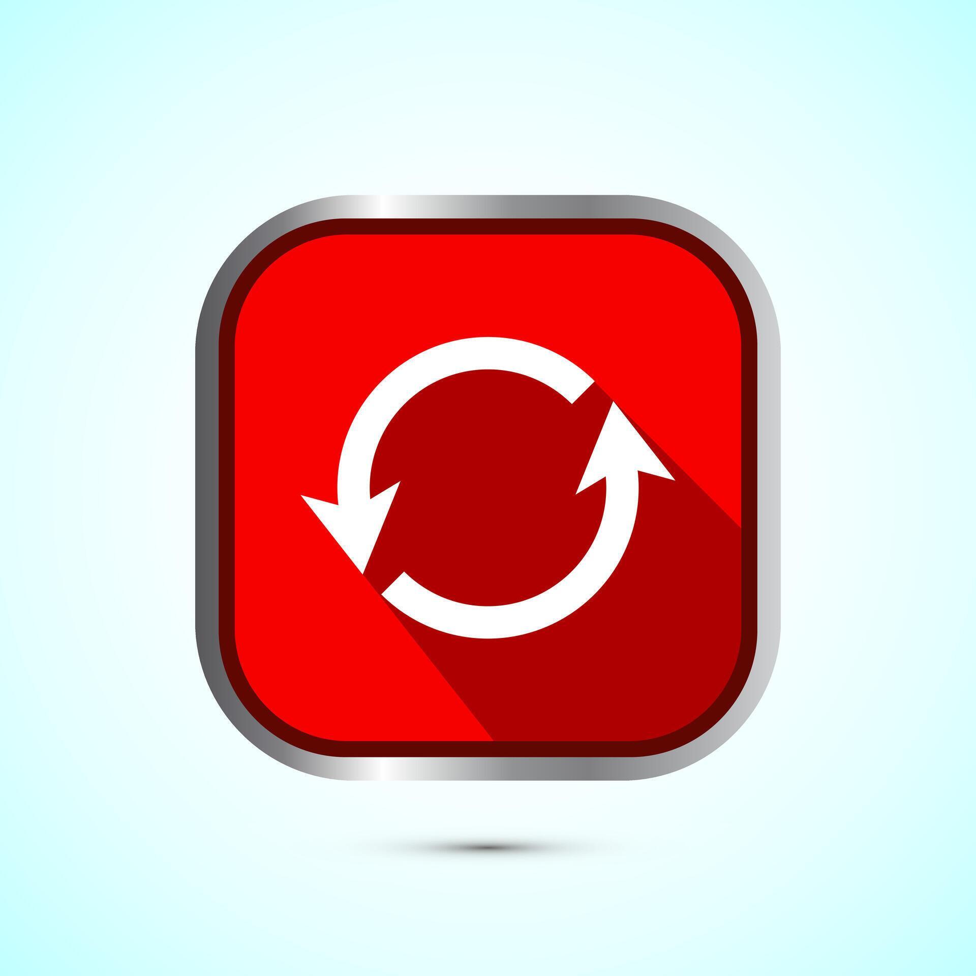 Sync processing icon design, Synchronization or reset icon, Reload sign, Red shadow button ...