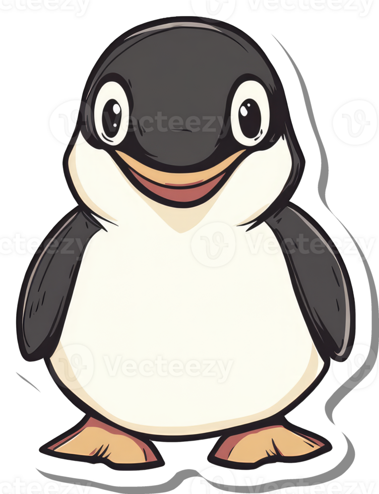 Adorable Cartoon Penguin Sticker Illustration Design 55492079 PNG