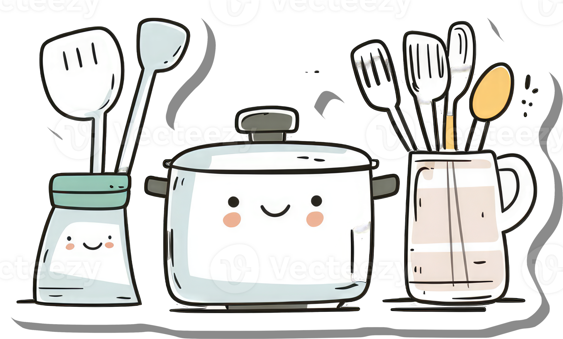 Cute Cartoon Kitchen Utensils and Pot 55493092 PNG