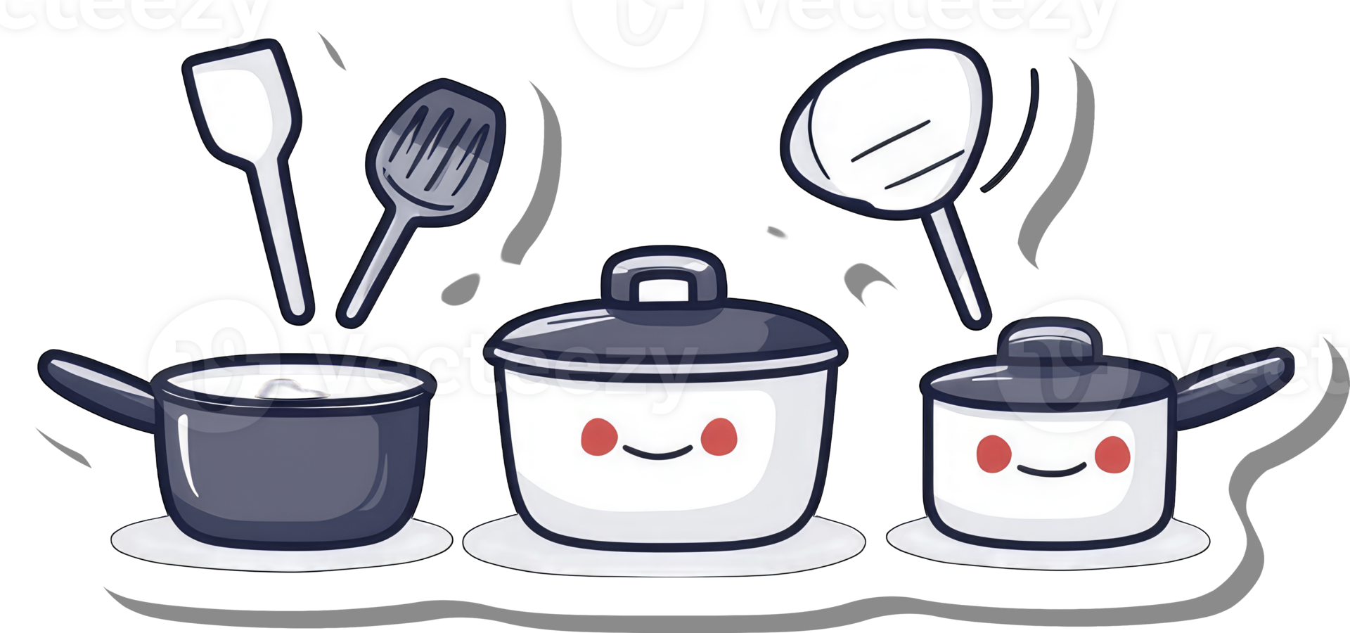 Cute Cartoon Pots Pans and Cooking Utensils 55493140 PNG