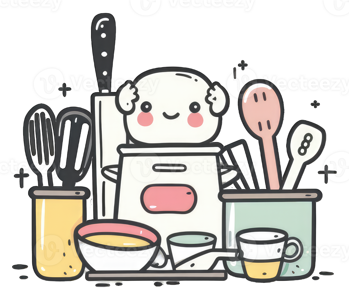 Cute Cartoon Kitchen Utensils and Food Items 55493833 PNG