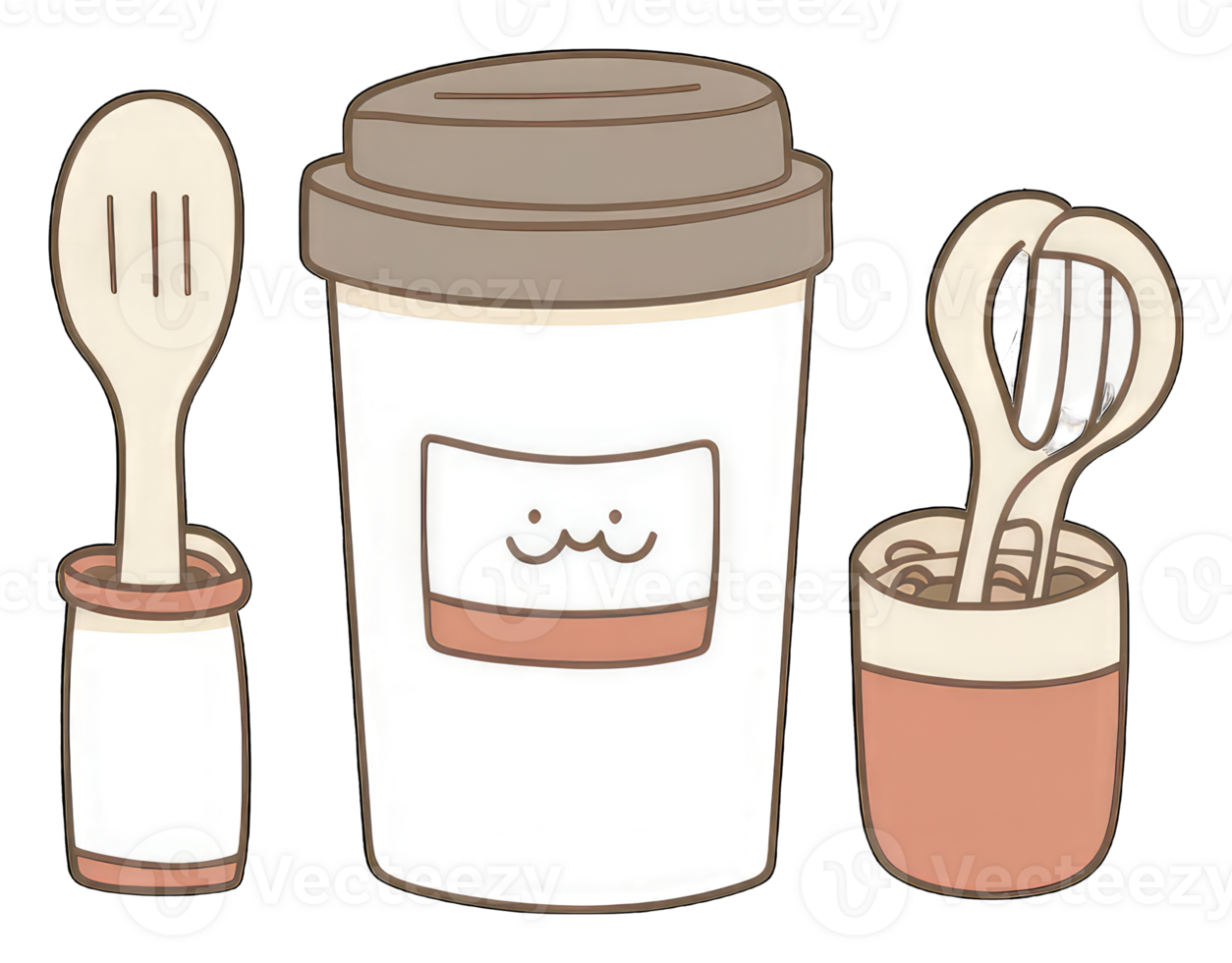Cute Cartoon Kitchen Utensils and Coffee Cup 55494054 PNG