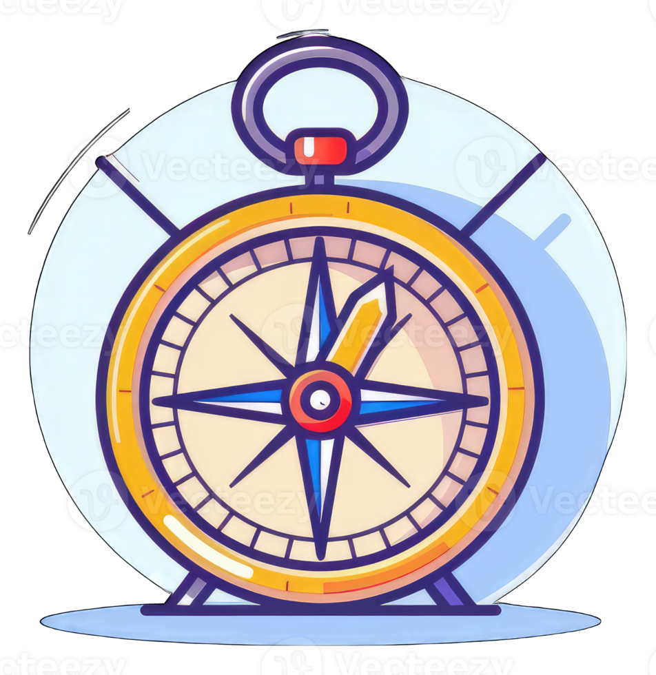 A Colorful Illustration Of A Vintage Compass 55494115 Png