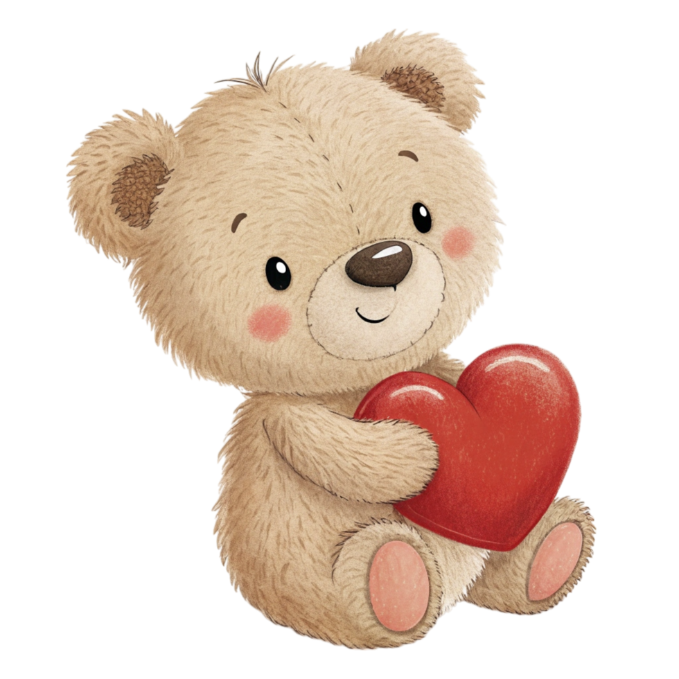 cute teddy bear holding heart symbolizing love 55494693 PNG