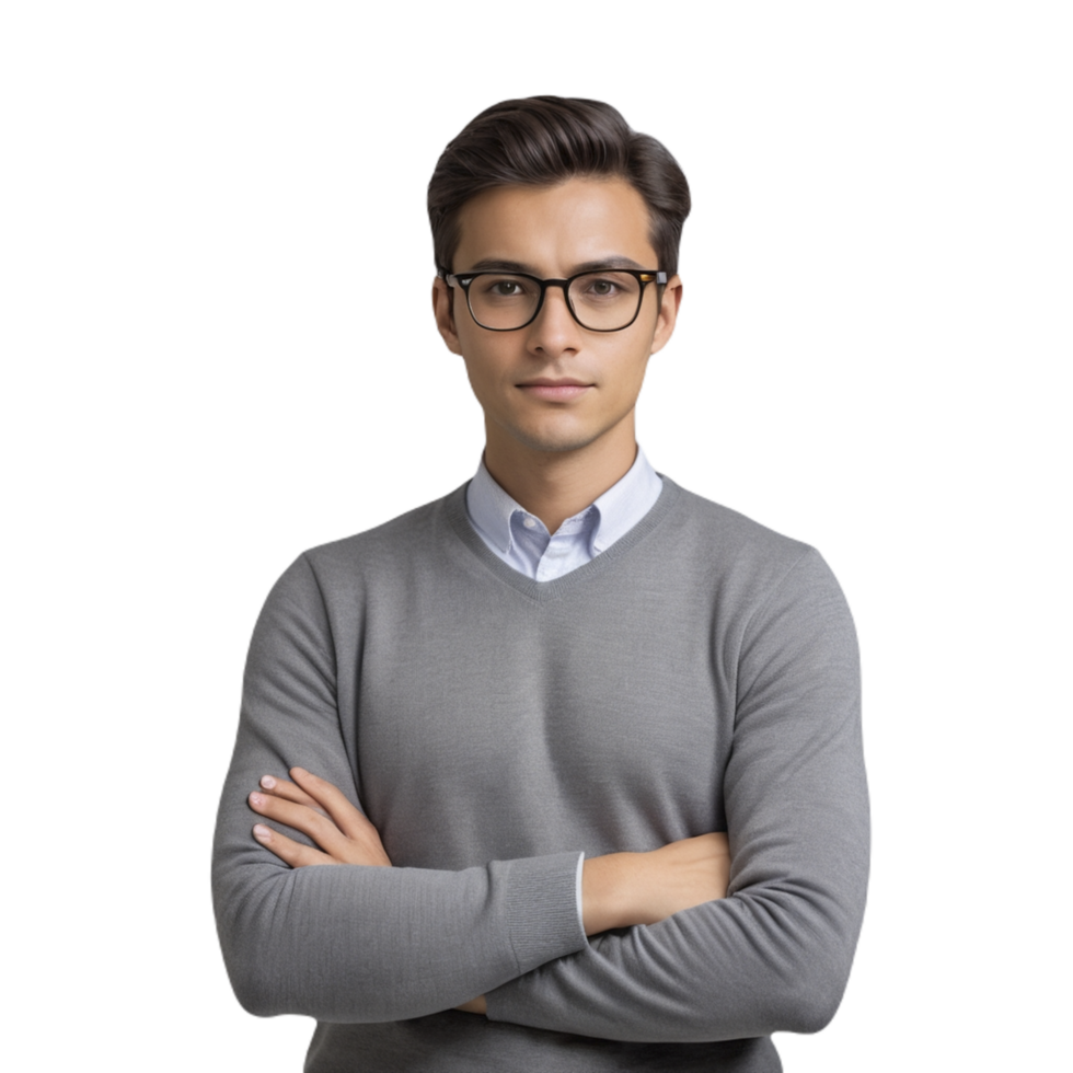 A Man In Glasses Standing With His Arms Crossed 55495505 Png