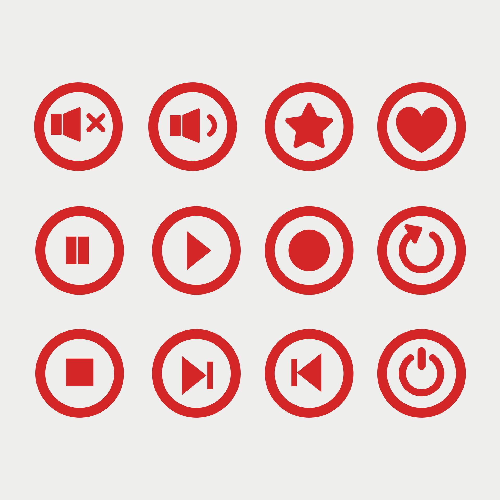 Multi media Buttons icons Pack illustration 55499389 Vector Art at Vecteezy