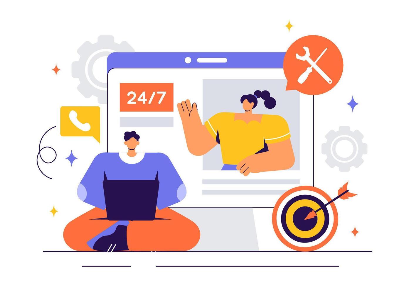 Software Development and Technical Support Illustration with IT Help ...