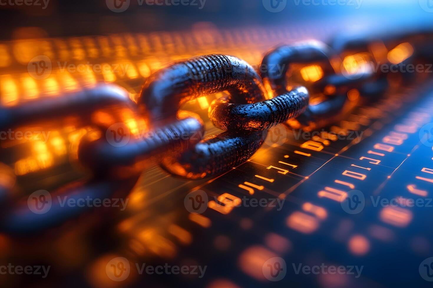 Digital Blockchain Technology Concept with Futuristic Chain Links and ...