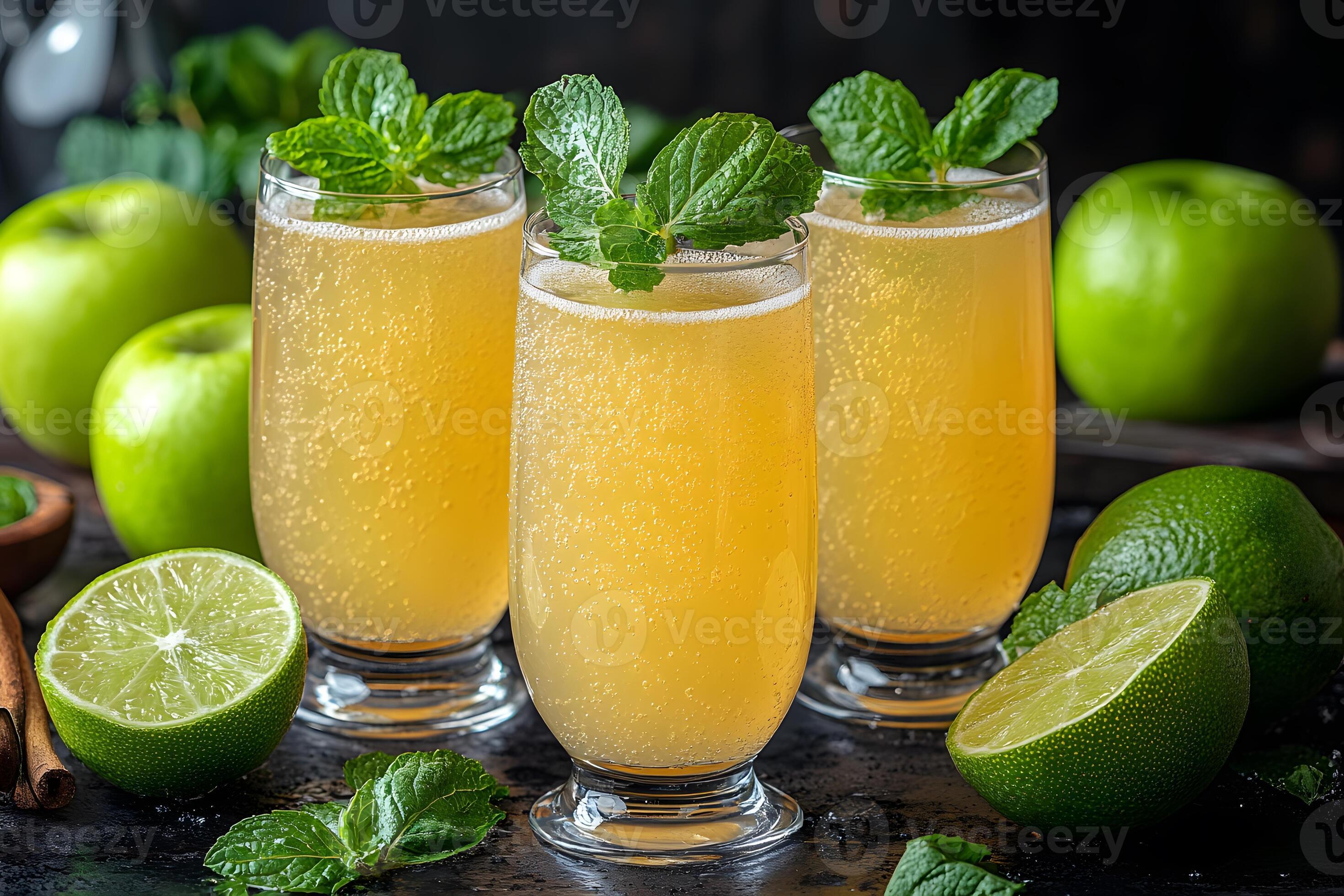 Refreshing Apple Lime Sparkling Drink with Mint Garnish for Summer Parties 55502772 Stock Photo ...