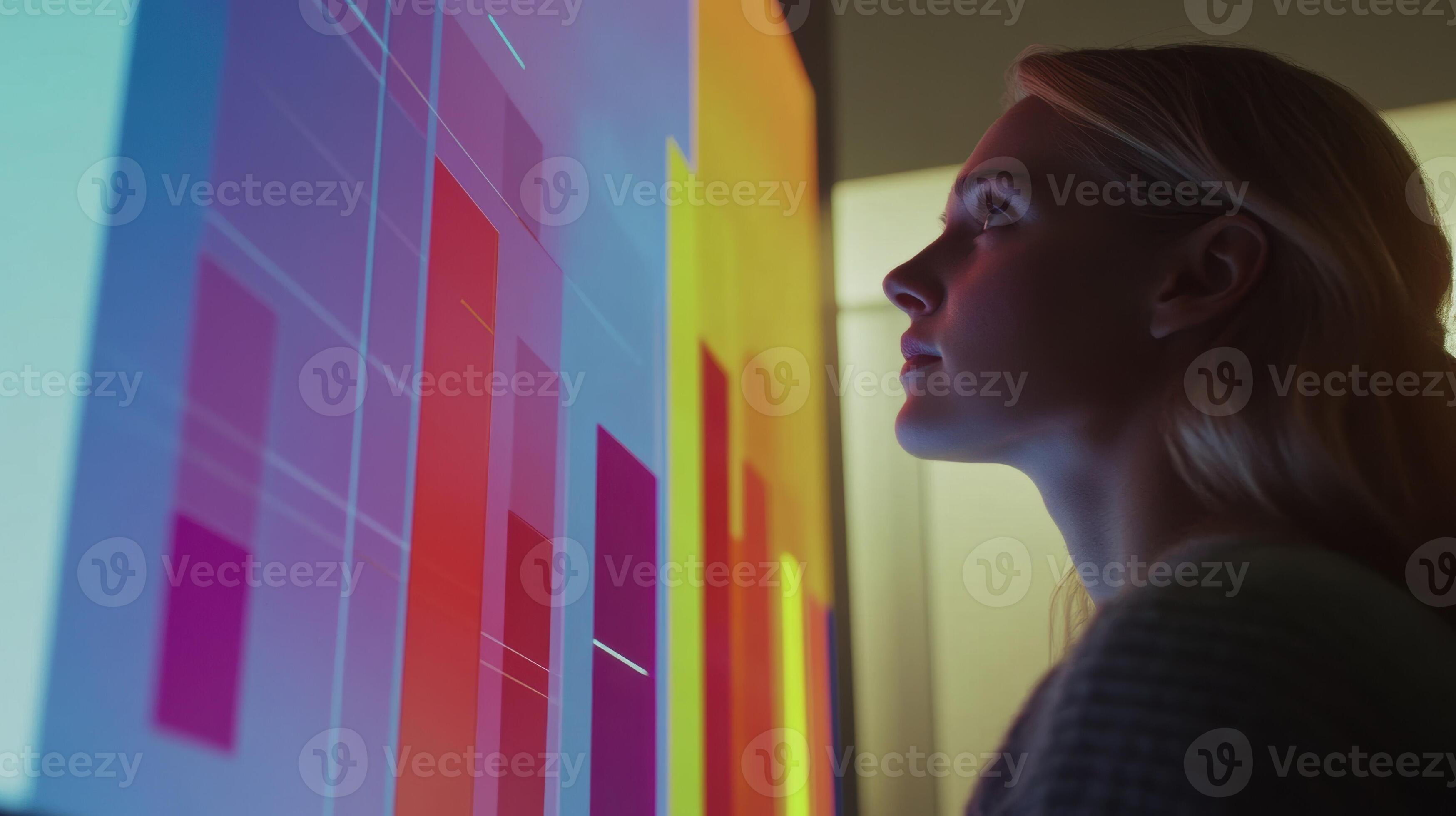 A vivid bar graph on a screen with animated transitions where each bar ...