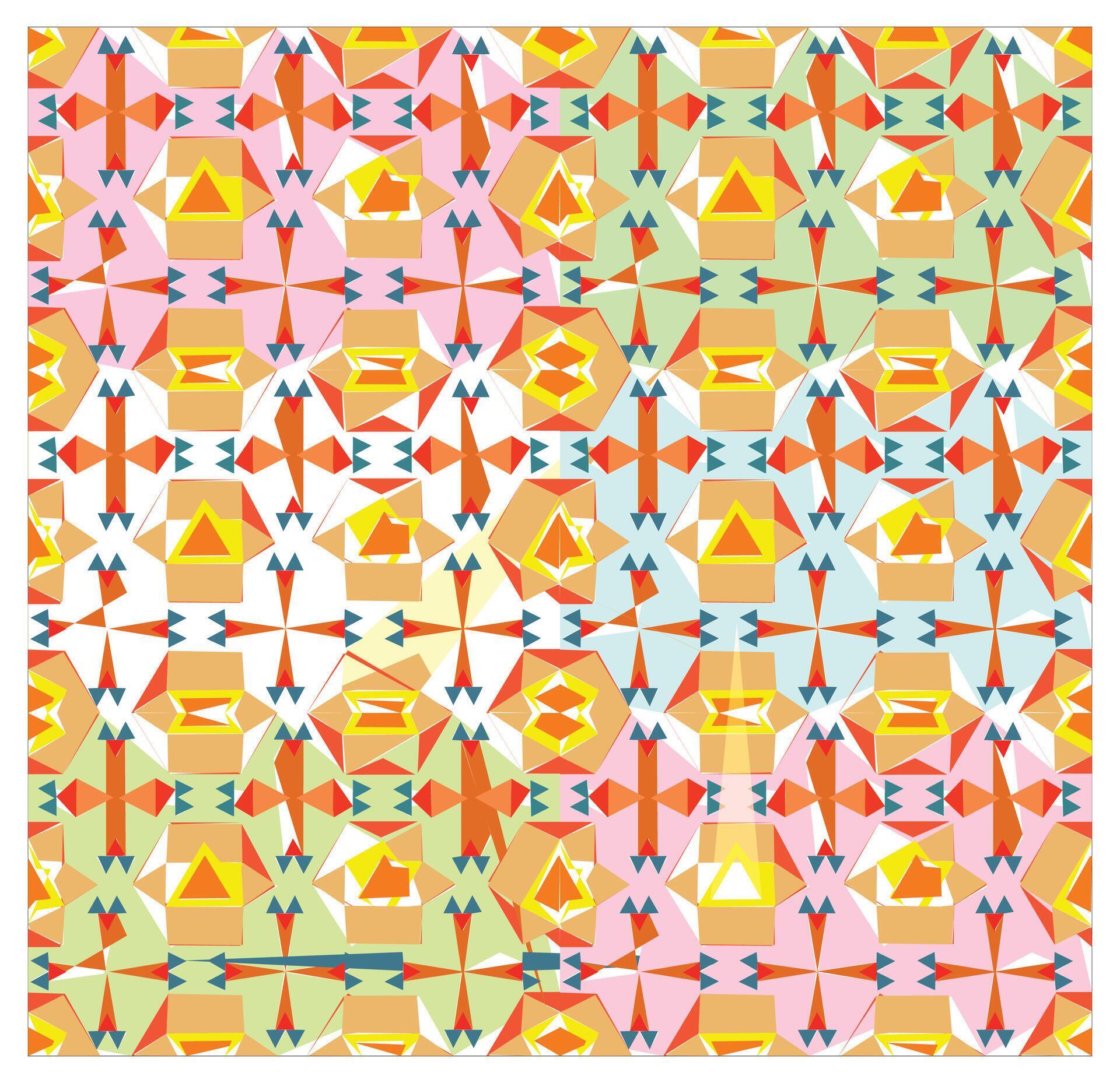 Colorful geometric print pattern with abstract shapes overlapping on a ...