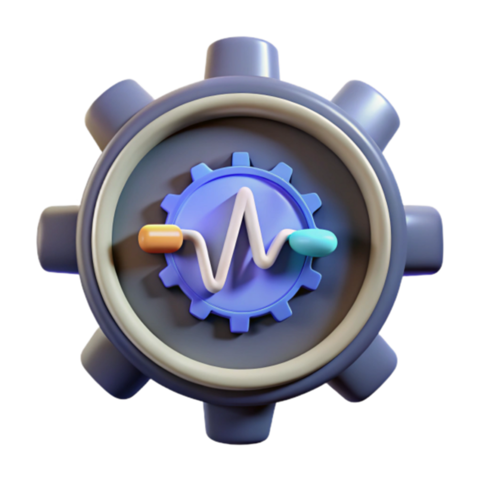 3D Render of Gear with Waveform Illustration Process Optimization ...