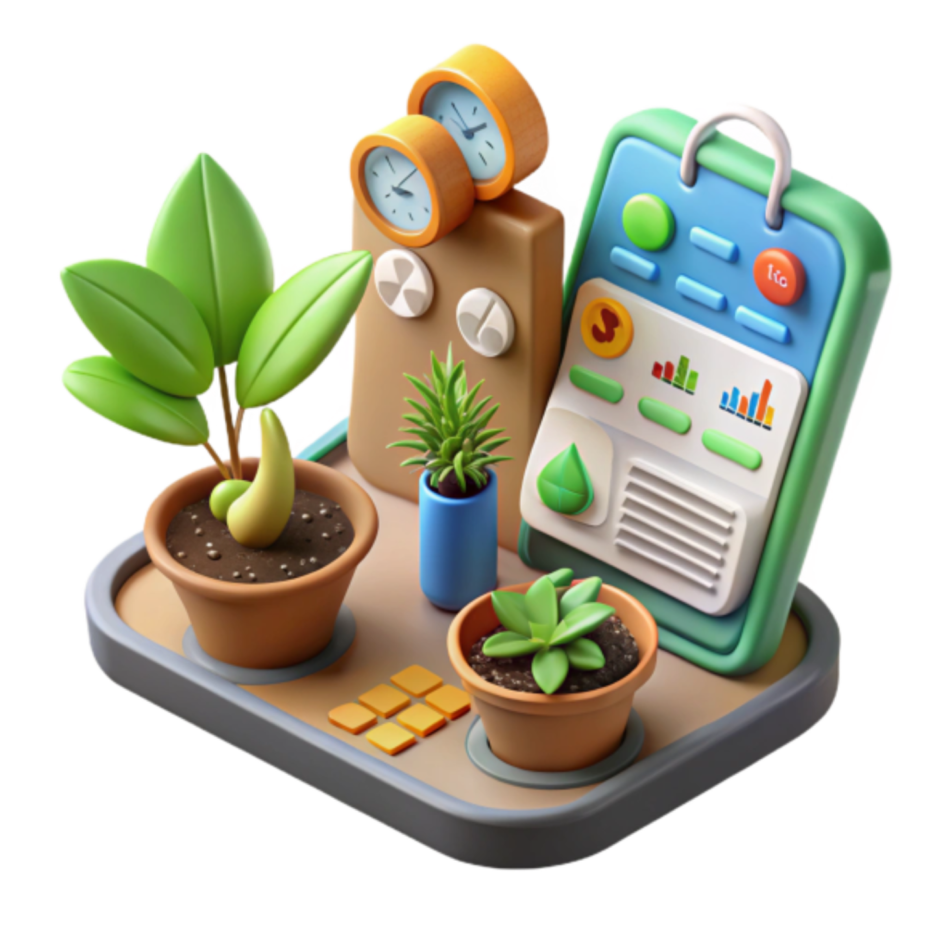 3D Illustration of Smart Home Plant Monitoring System 55534404 PNG