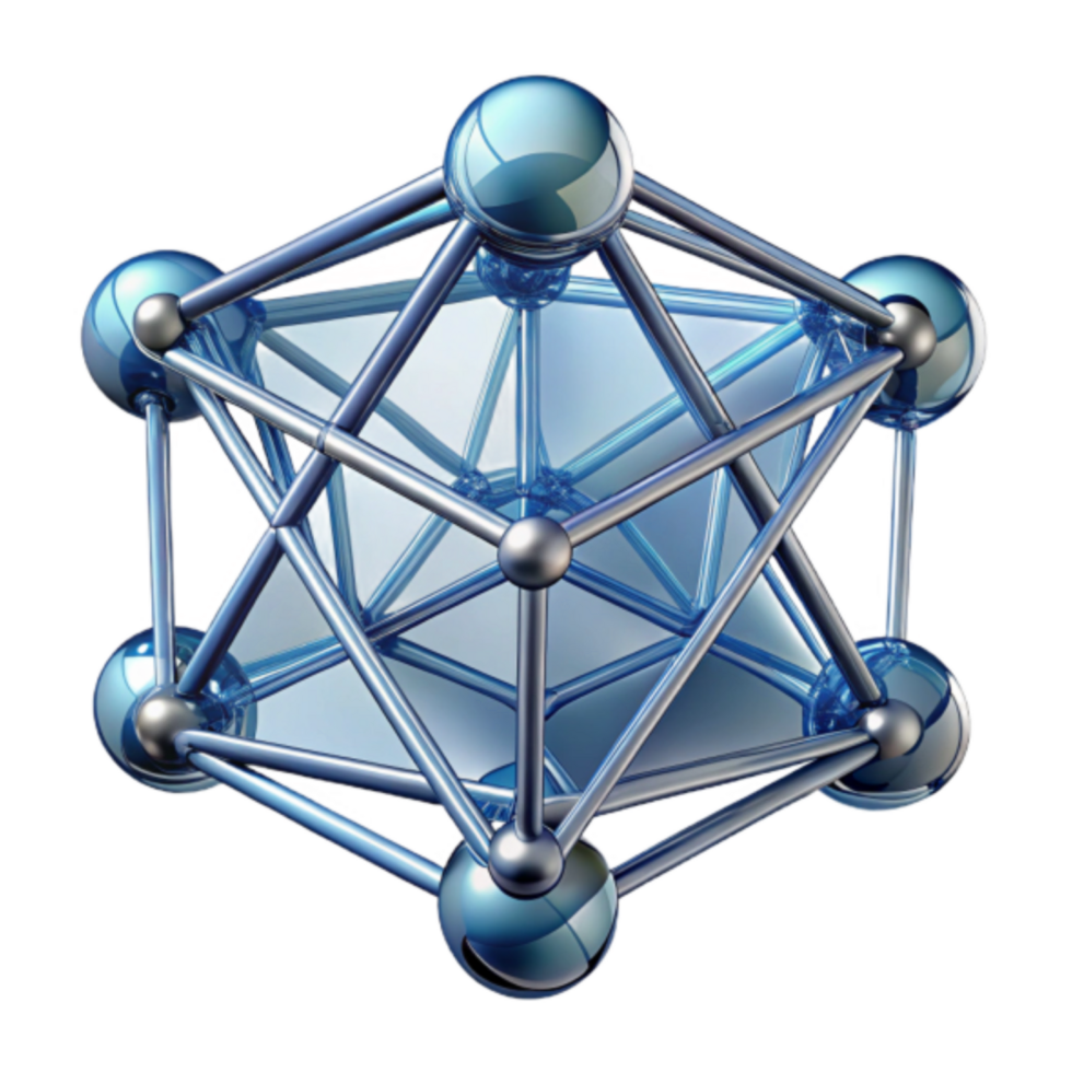 3d Render Of A Complex Geometric Structure Blue Metallic Spheres And Rods 55534629 Png