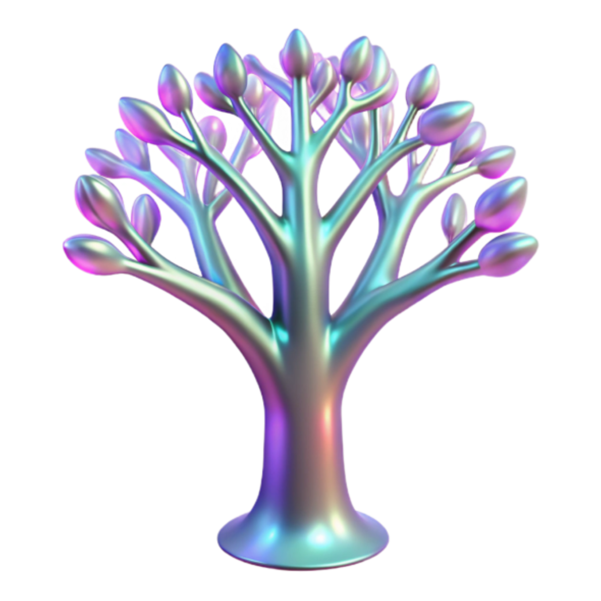 Iridescent 3D Tree Model, Colorful Abstract Tree Illustration, Digital ...