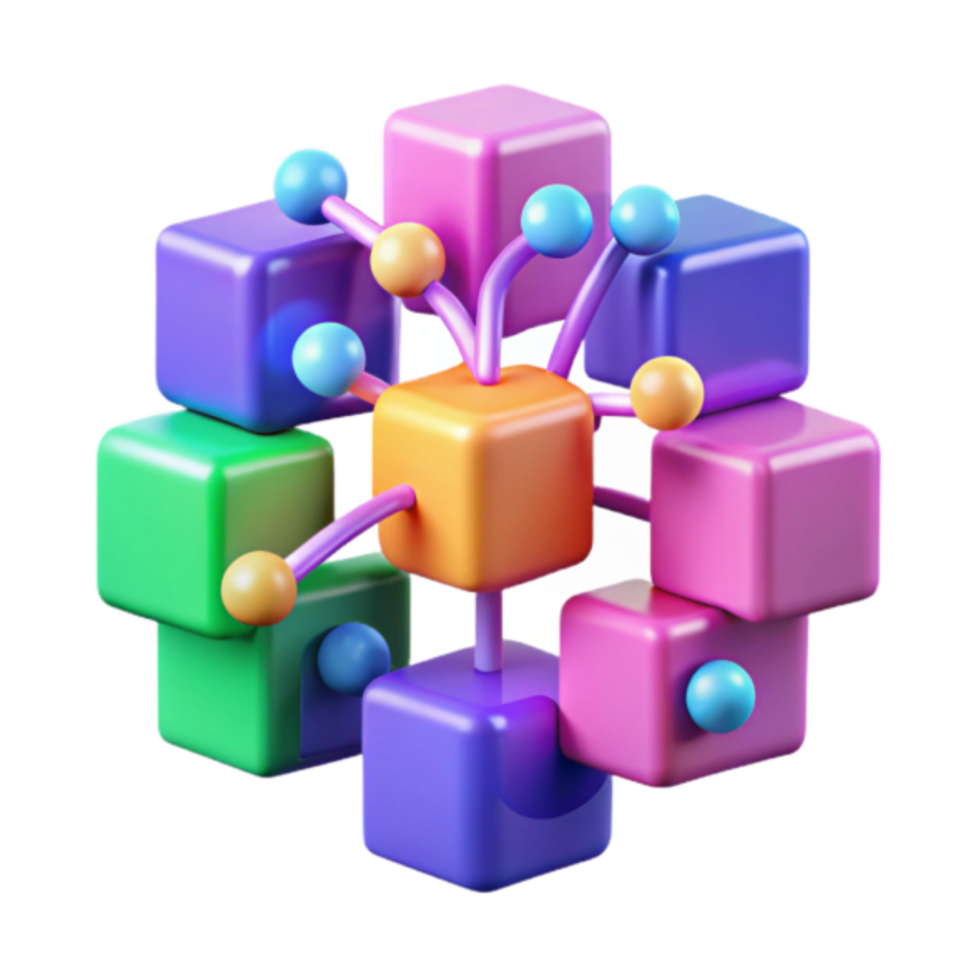 Colorful 3d Render Of Interconnected Cubes Abstract Background Image