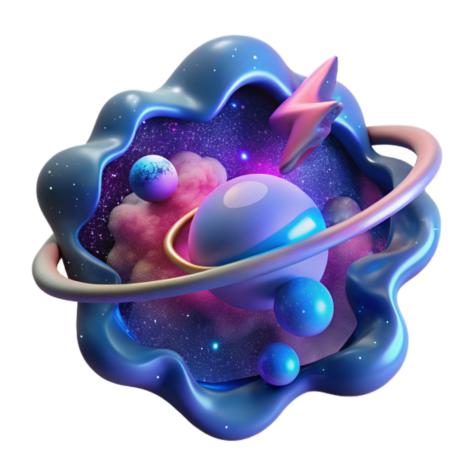 Cosmic Nebula 3d Render Abstract Background Planets Stars Galaxy
