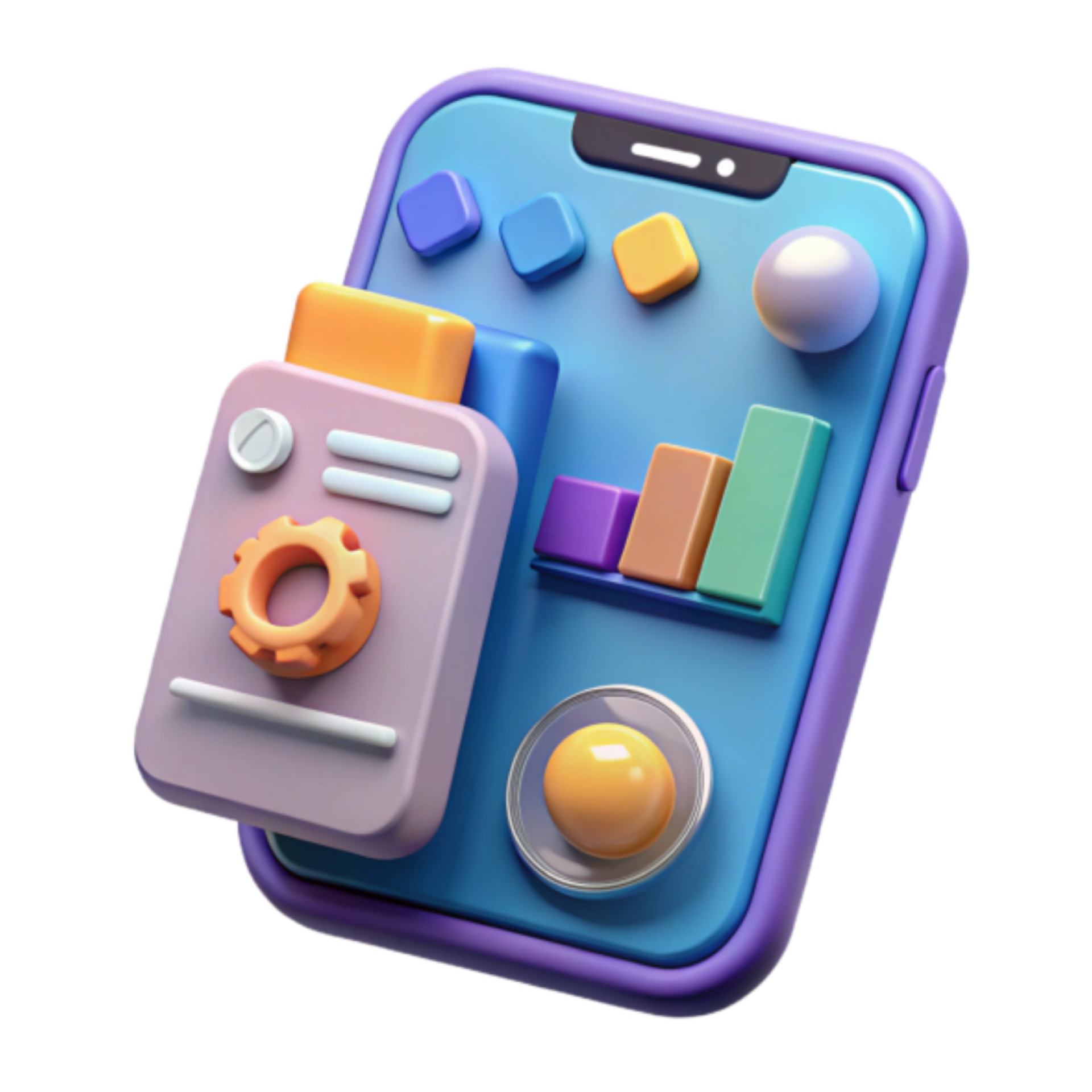 3D Illustration Mobile App Interface Design with Colorful UI Elements ... 3D Illustration Mobile App Interface Design with Colorful UI Elements ...