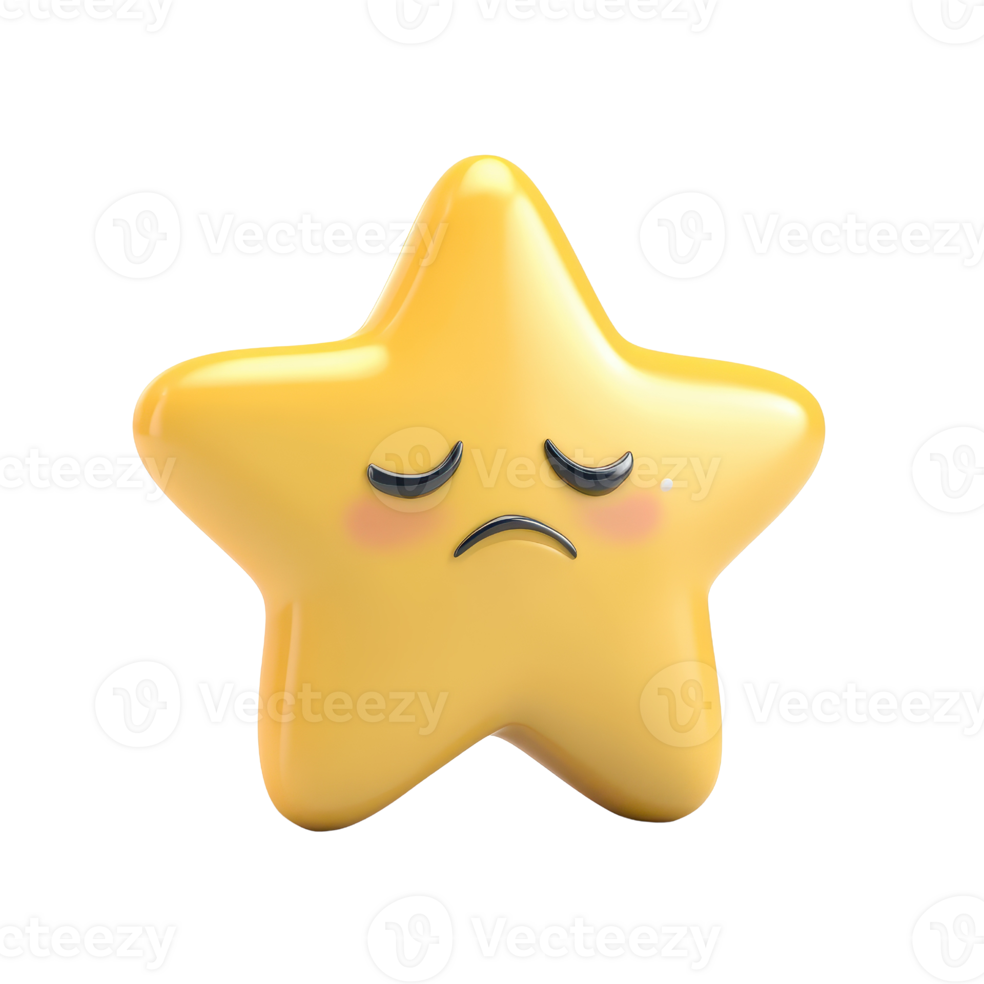A sad yellow star emoji expressing disappointment and melancholy. 55536707 PNG