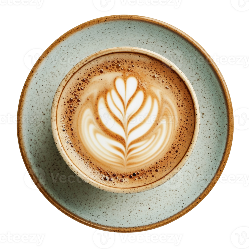 Aromatic Latte Coffee with Delicate Leaf Art Design 55537923 PNG
