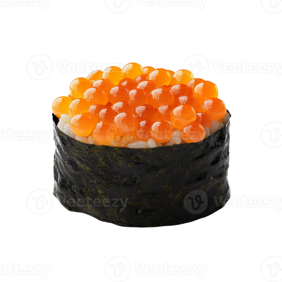 Single Gunkan Maki Sushi Topped With Orange Roe. cut out 55538649 PNG