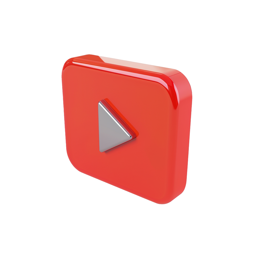 Three Dimensional Red YouTube Play Button Icon Render 55540064 PNG