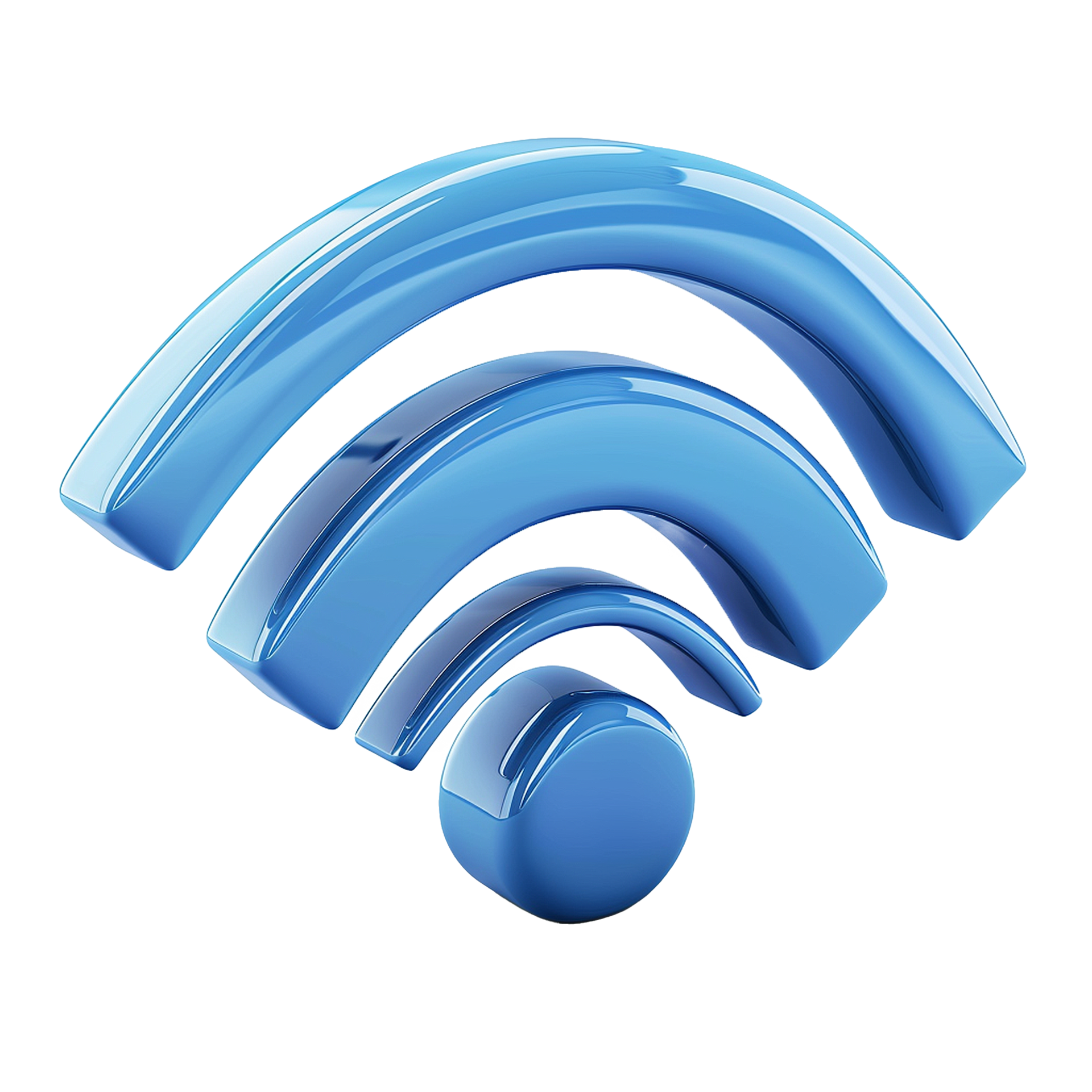 Three Dimensional Glossy Blue Wifi Symbol Wireless Network Connection