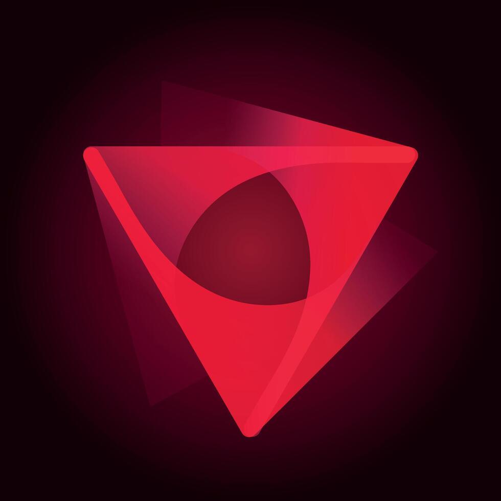 Glowing red triangular prism with intersecting transparent layers ... Glowing red triangular prism with intersecting transparent layers ...
