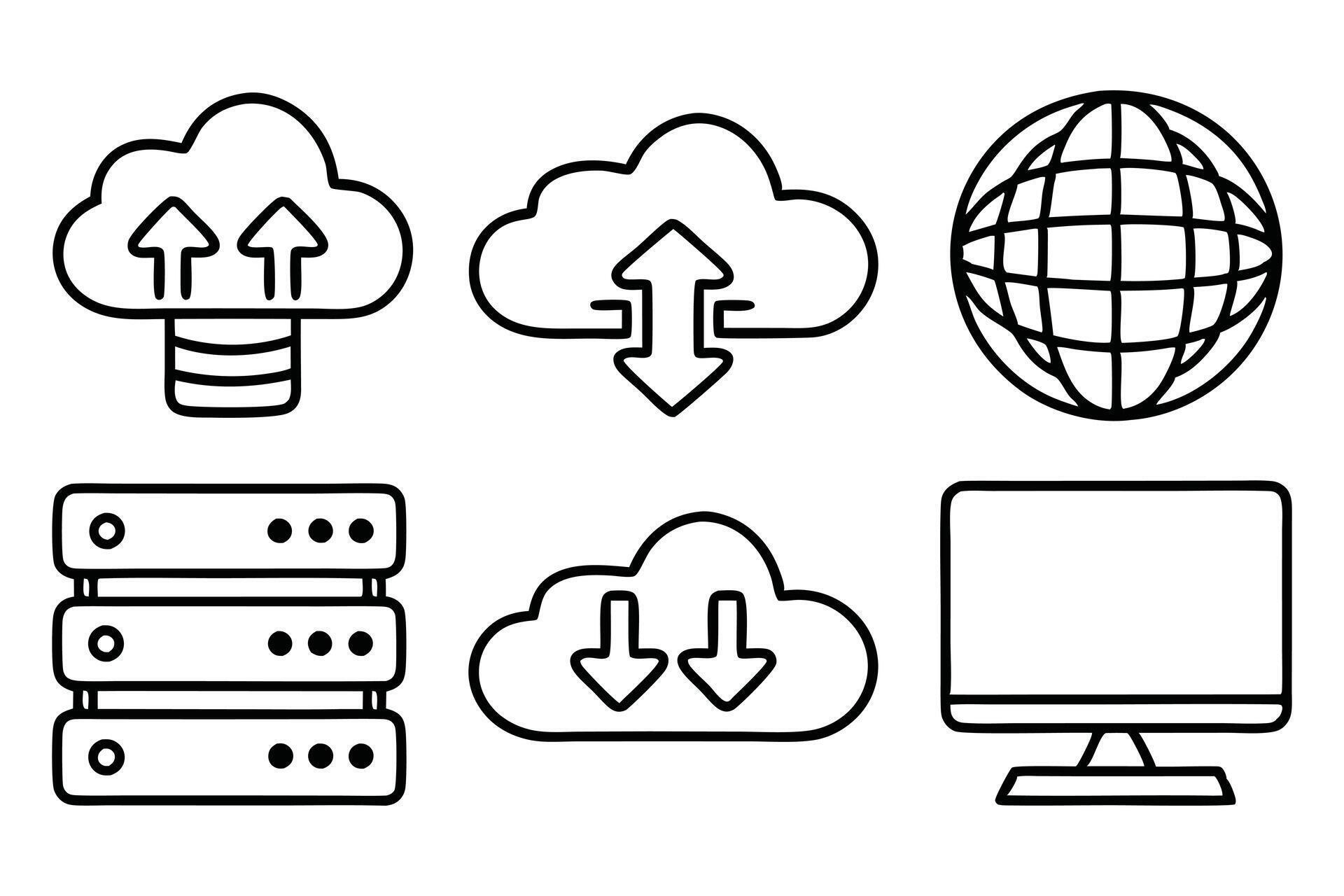 Minimalist Cloud Computing Icons 55548438 Vector Art At Vecteezy