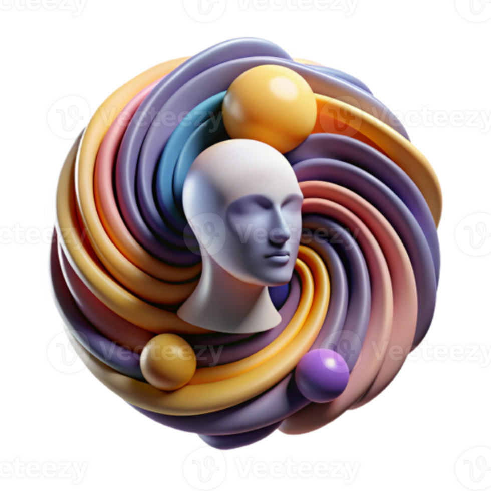 Serene Mind Illustration Abstract Swirling Colors and Sculpted Head ... Serene Mind Illustration Abstract Swirling Colors and Sculpted Head ...