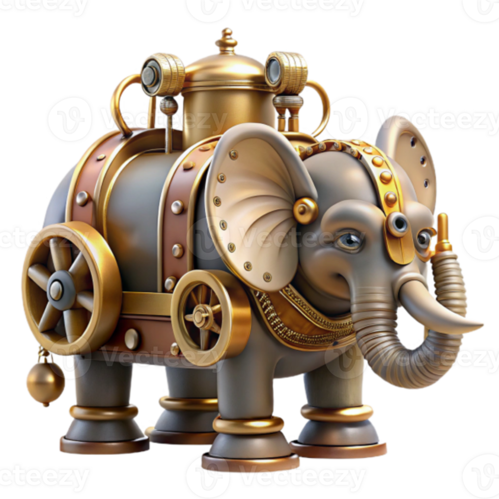 Steampunk Elephant Render A Mechanical Marvel of Brass, Bronze and Gray ...