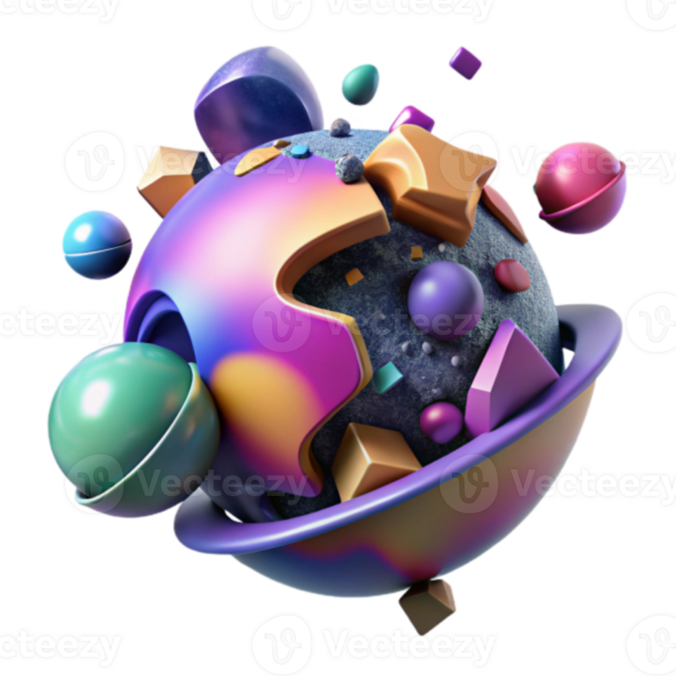Vibrant Render Of Abstract Colorful Sphere With Geometric Shapes