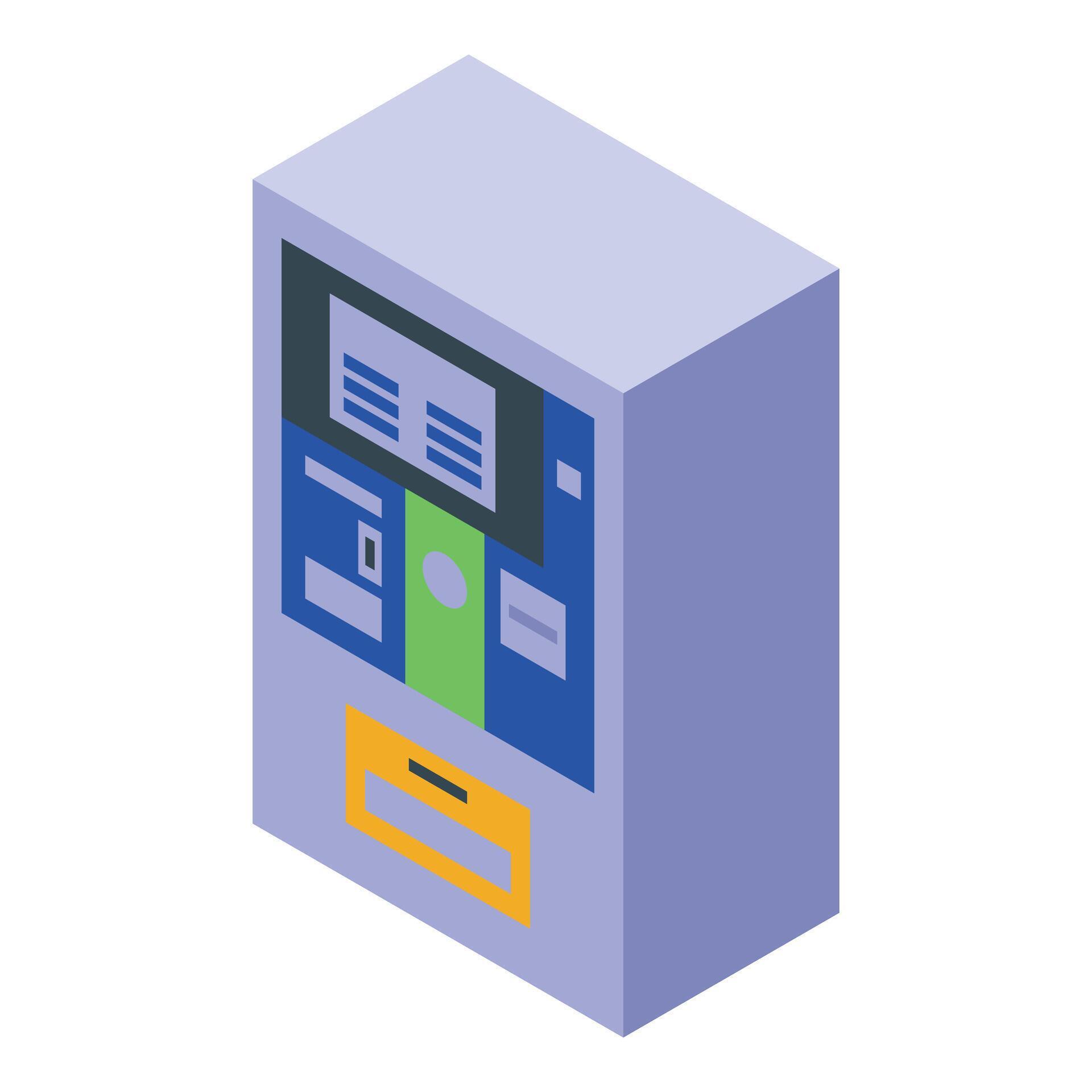 Modern ticket vending machine displaying payment information in public ...