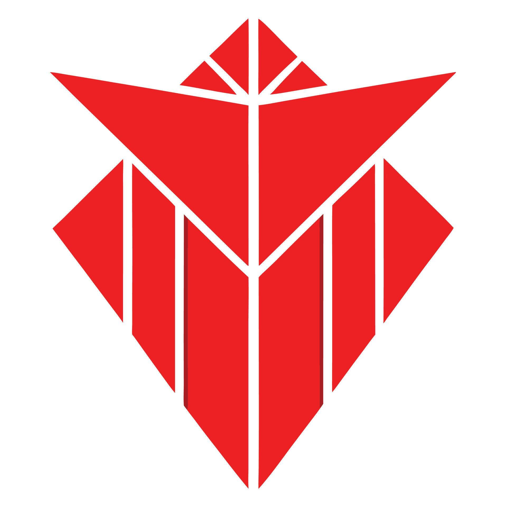Geometric red logo, angular design, abstract fox head, origami-inspired ...