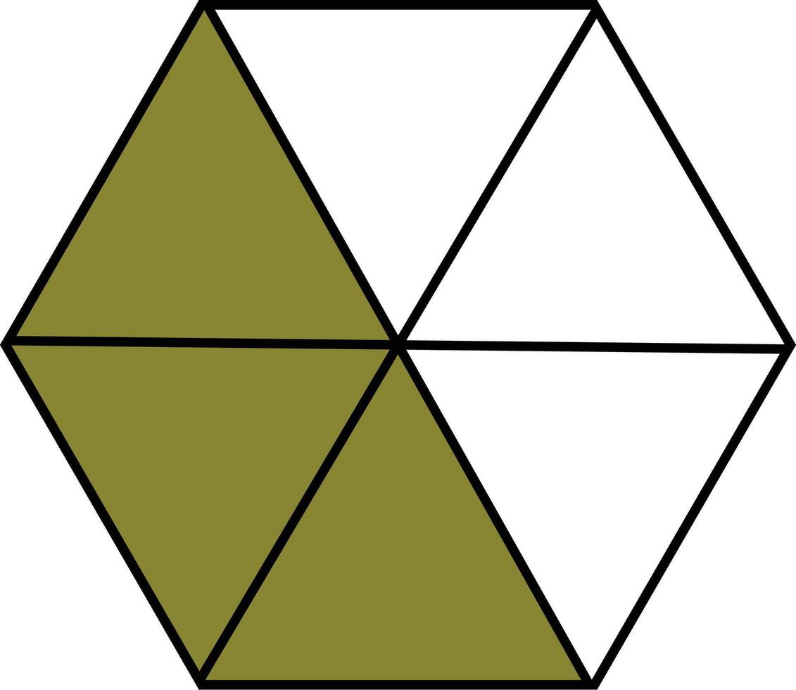 Tres sextos hexágono fracción imprimible hojas de trabajo ilustración matemático gráfico ...