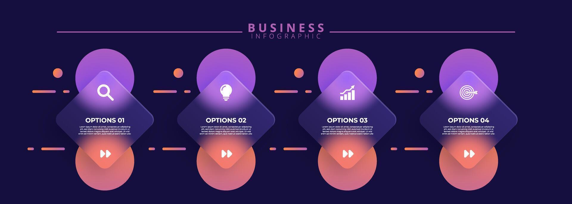 Infographic label design template featuring icons and four distinct steps. Ideal for process ...