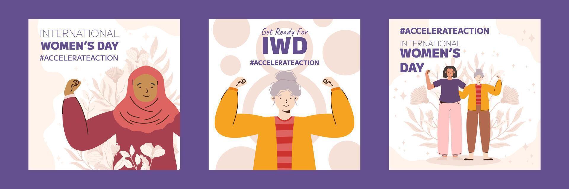 IWD 2025 Illustrated Women Celebrating International Women's Day, Diverse Feminism Concept ...