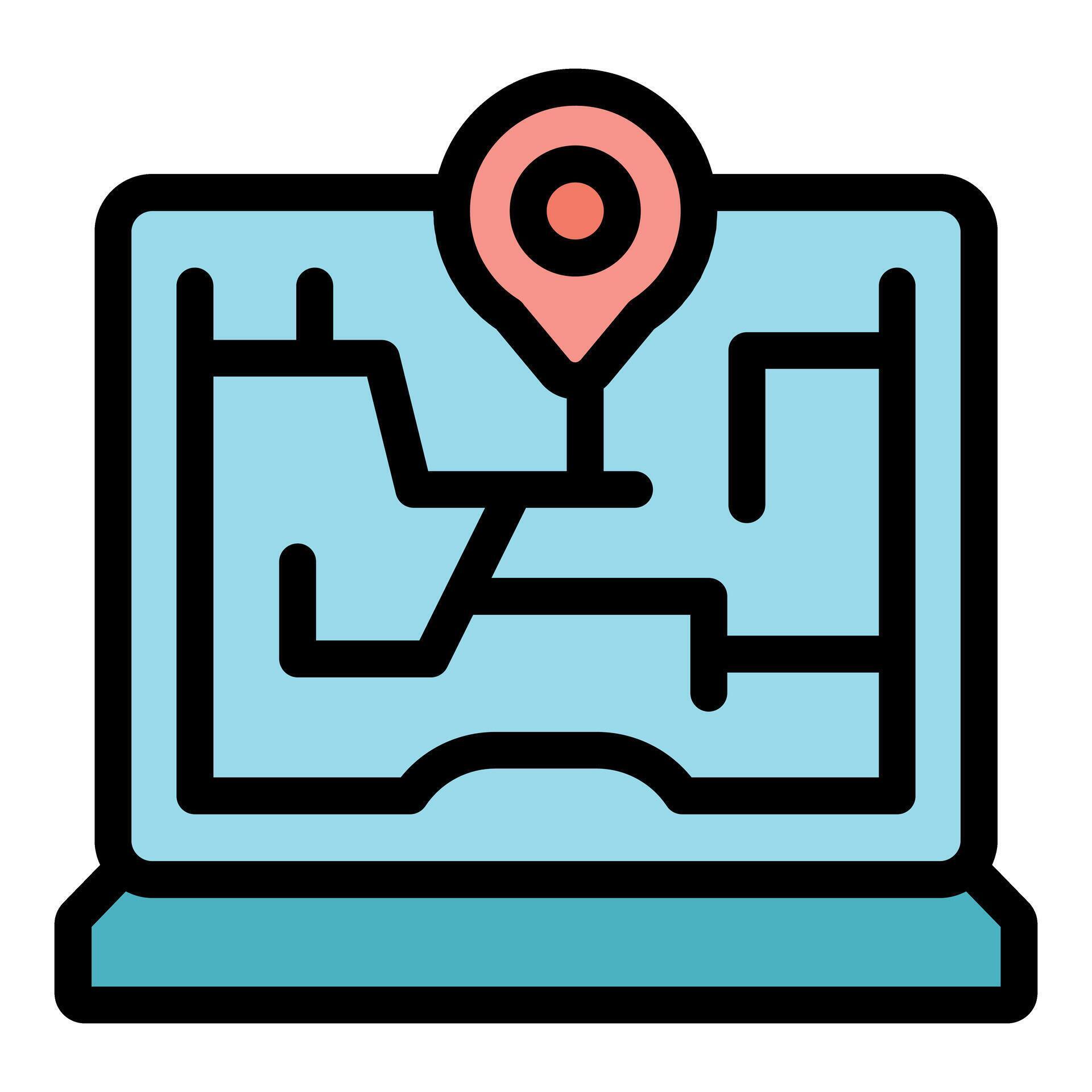 Laptop showing gps tracking location on map 55584818 Vector Art at Vecteezy