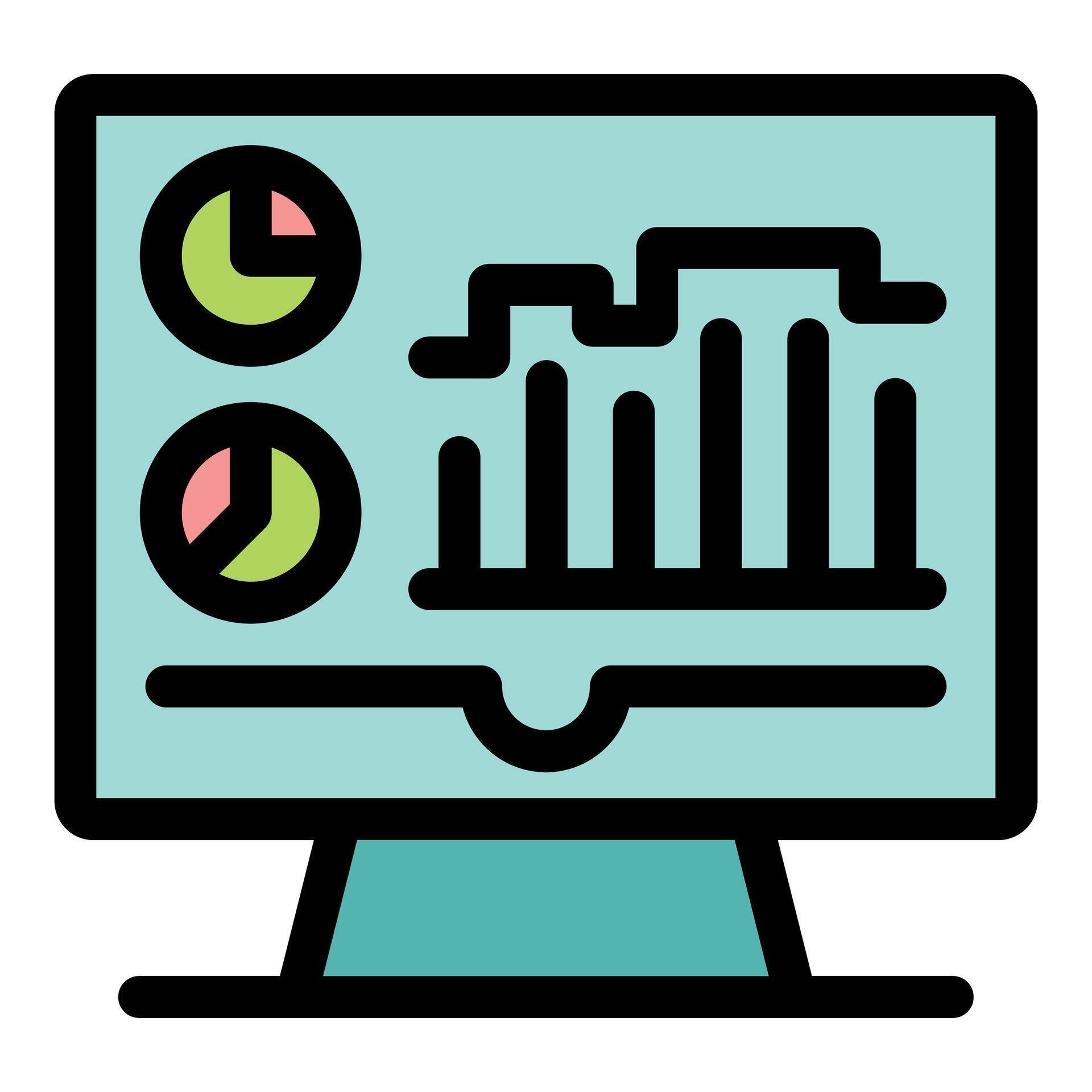 Computer Monitor Displaying Statistical Charts And Data Analysis Graphs