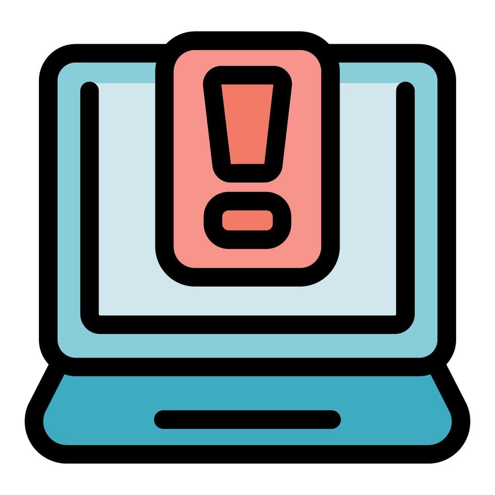 Laptop showing warning notification, system alert on computer screen ...