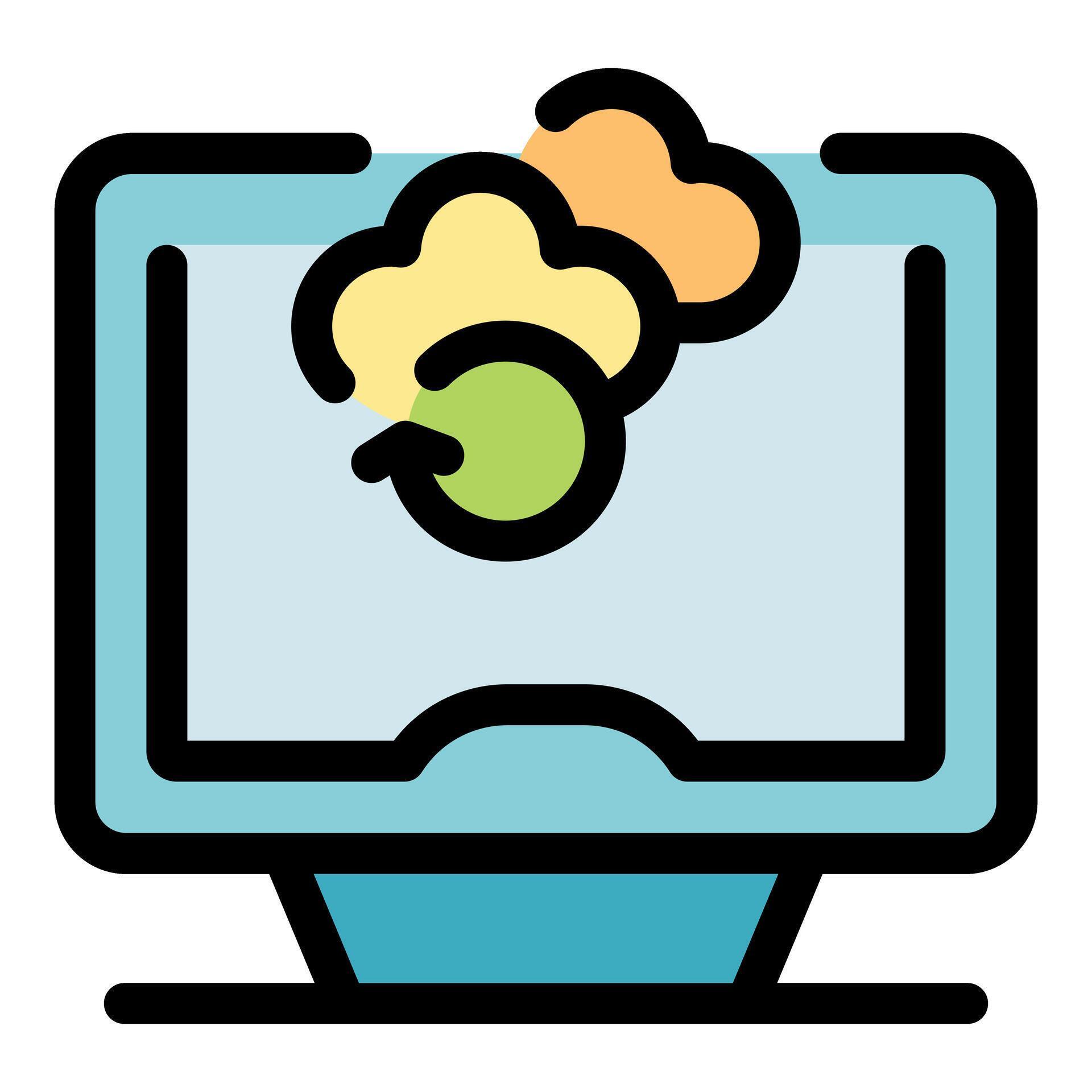Computer Showing Cloud Computing And Data Synchronization Icon 55585293 Vector Art At Vecteezy