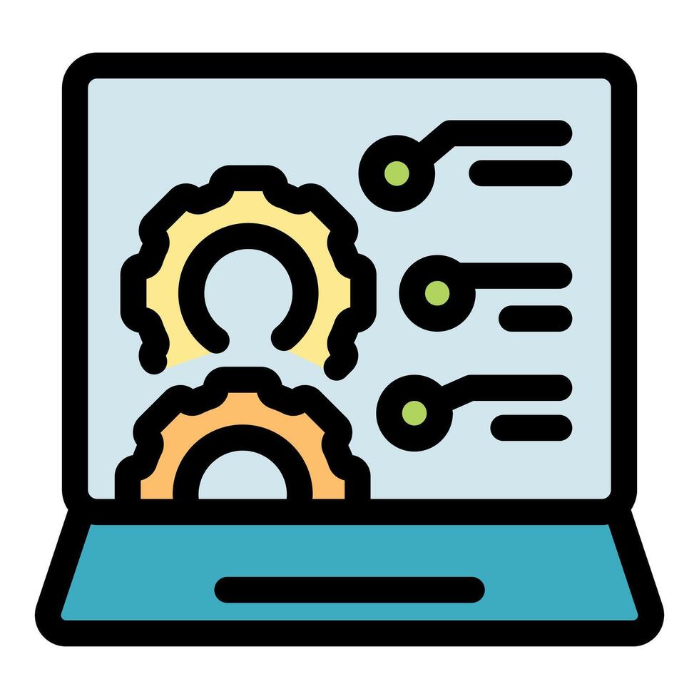 Laptop Showing Interconnected Gears Symbolizing Workflow Automation And Process Optimization