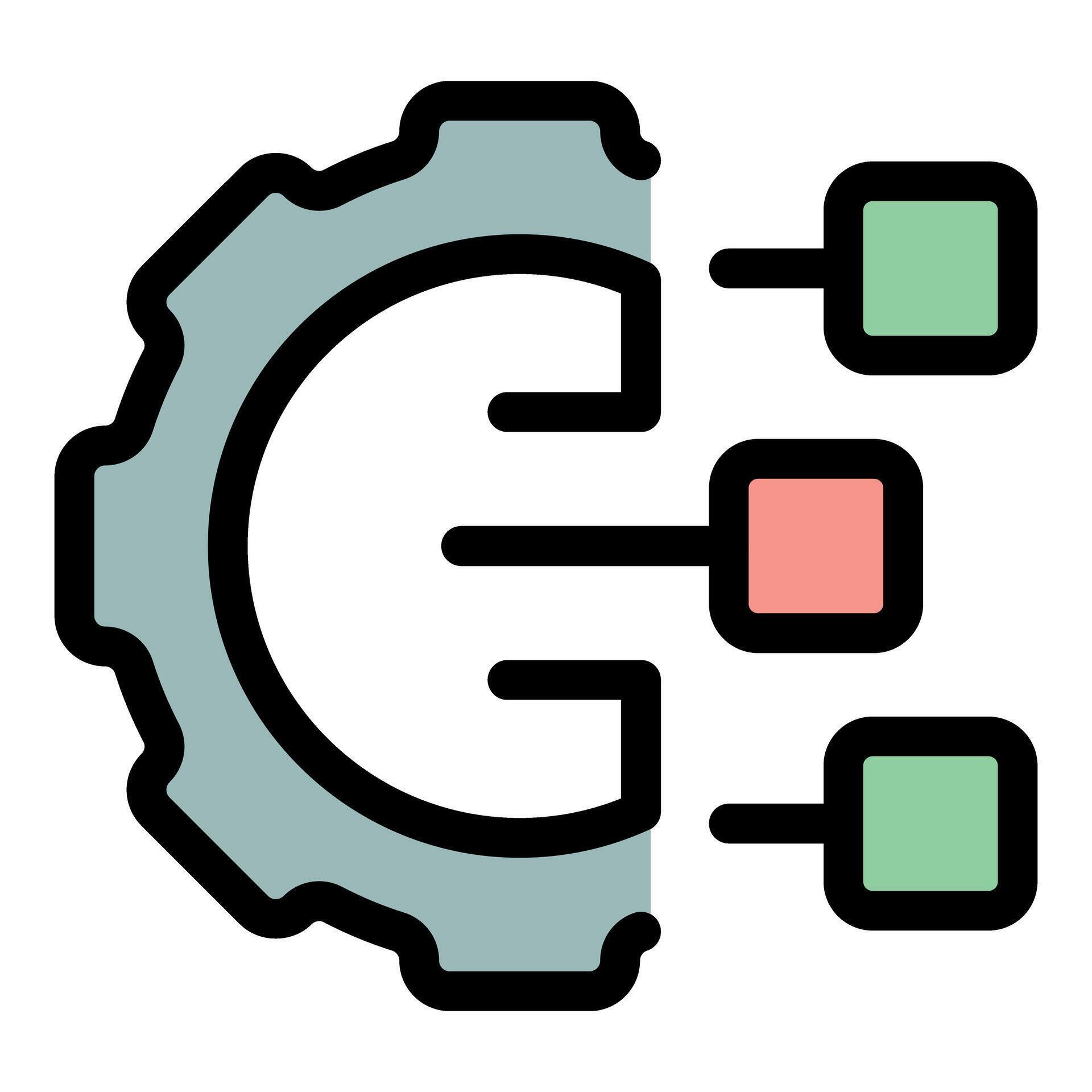 Gear connecting to multiple data points representing automation and ...