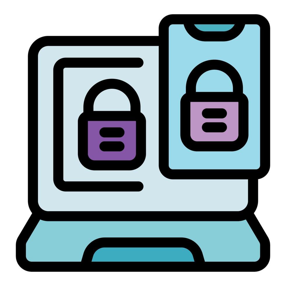 Secure laptop and mobile phone showing data encryption and protection ...