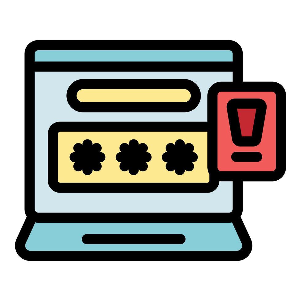 Laptop Showing Warning Sign During Password Input Cyber Security Alert 55586857 Vector Art At