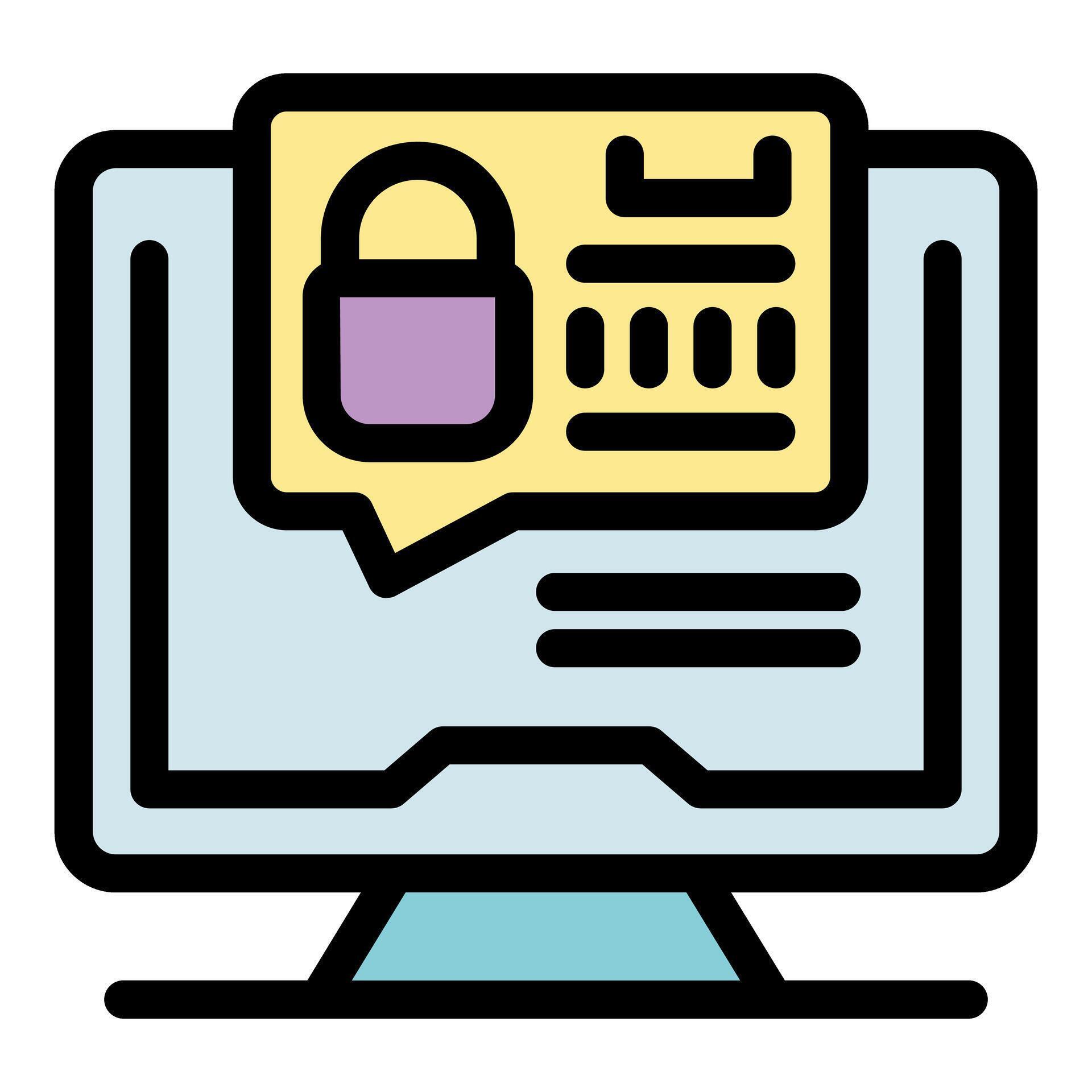 Computer security notification showing password protection and data encryption 55586866 Vector ...