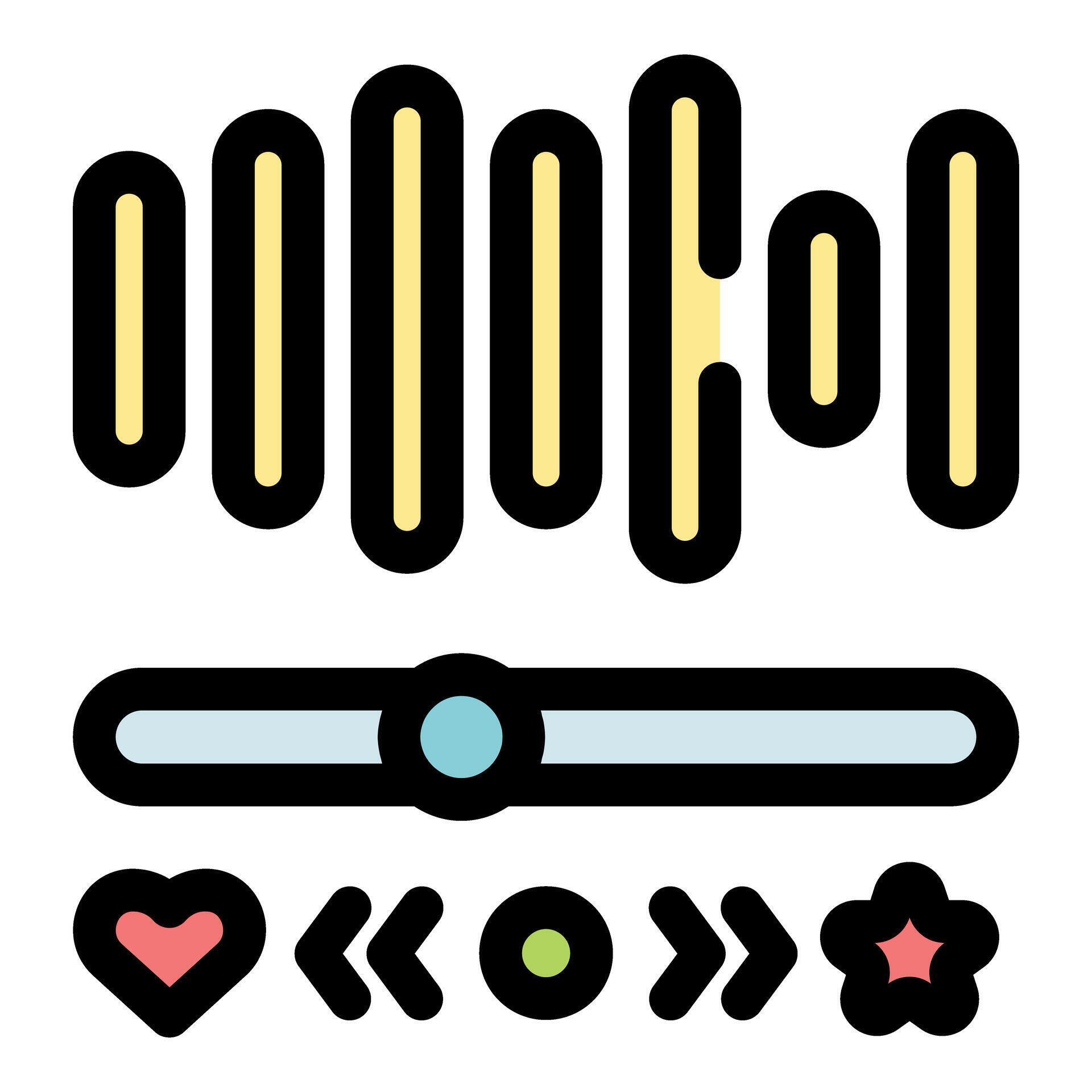 Audio player interface showing sound waves, progress bar, and control buttons 55587097 Vector ...