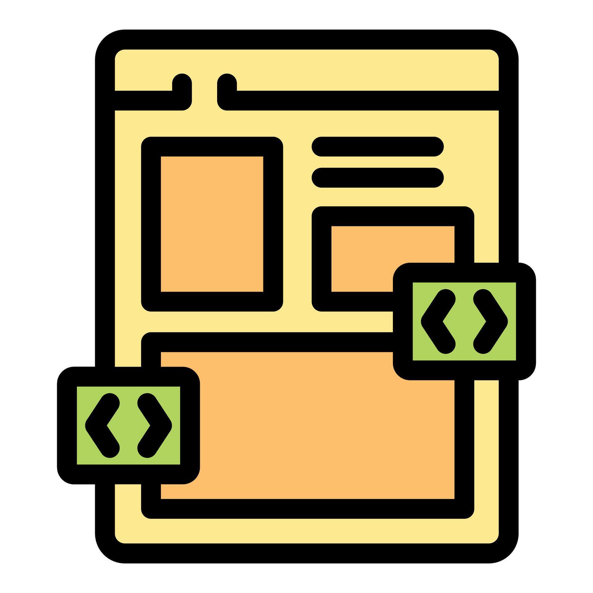 Web template representing frontend development with code brackets ...